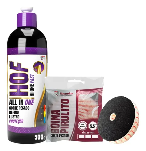 Kit Polidor Hof Hi One Fast + Boina Corte Pesado 5,5 Lincoln | Frete grátis