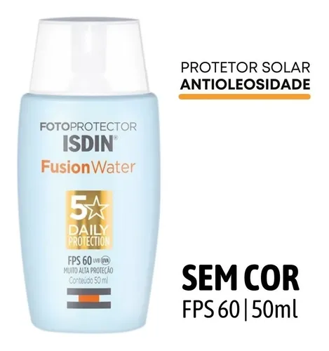 Protetor Solar Isdin Fusion Water Antioleosidade Fps 60 50ml | Frete grátis