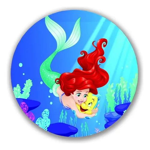 Painel Redondo Tecido Sublimado Com Elástico Sereia Ariel ... Painel Redondo Tecido Sublimado Com Elástico Sereia Ariel ...