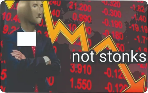 Sticker Adhesivo Para Tarjeta De Not Stonks Meme Cuotas Sin Interés