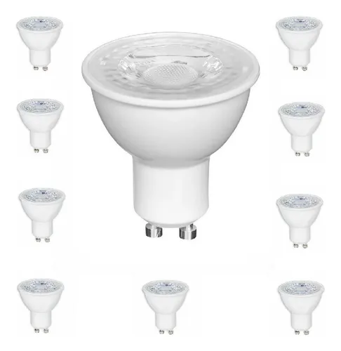 Kit10 Lampada Led Dicroica Mr16 Gu10 6w 7w Inmetro Cor Da Luz 3000k