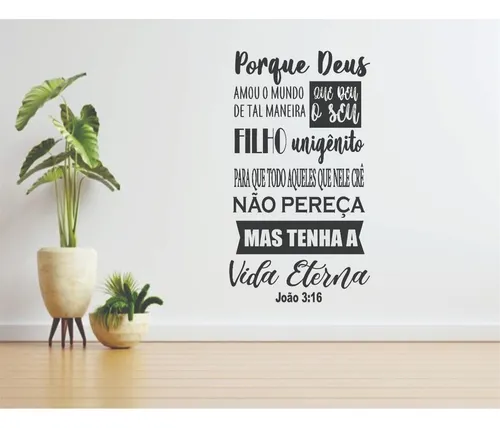 Adesivo De Parede Versículo Bíblico João 3:16 Porque Deus ... Adesivo De Parede Versículo Bíblico João 3:16 Porque Deus ...