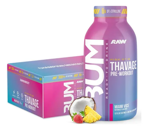 Bebida Energética Raw Cbum Thavage Pre-workout / 12 Pack Flavor Miami ...