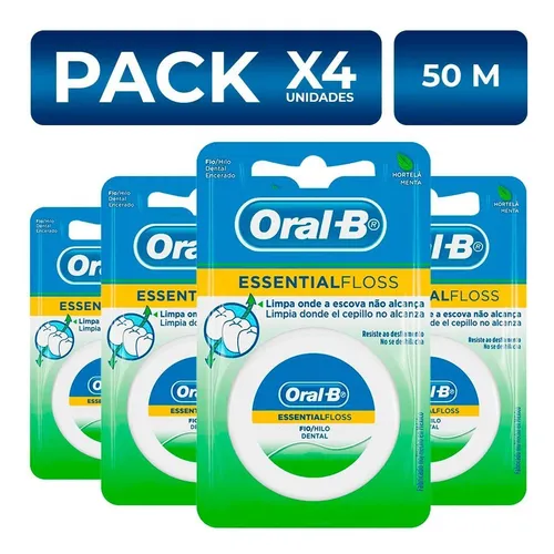 Packx4 Hilo Dental Oral B Essential Floss 50m | Cuotas sin interés