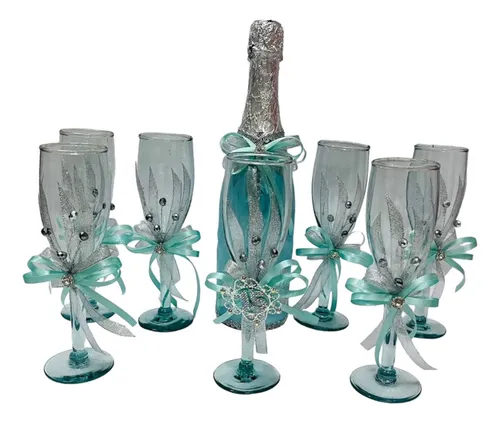 Copas Para 15 Años Color Aqua / Verde Agua