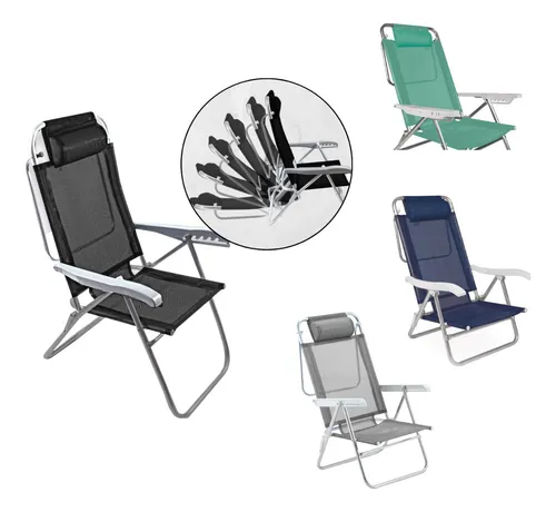 Cadeira Praia Max Alumínio Oversize Reforçada Até 120kg Pret ... Cadeira Praia Max Alumínio Oversize Reforçada Até 120kg Pret ...