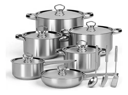 Batería De Cocina Juego De Ollas Acero Inoxidable 15 Piezas | Meses sin ...