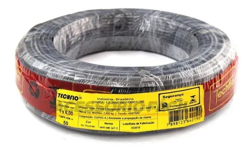 Fio Cabo Elétrico Flexível 6mm Marca Techfio- 50m Cor Preto | MercadoLivre Fio Cabo Elétrico Flexível 6mm Marca Techfio- 50m Cor Preto | MercadoLivre