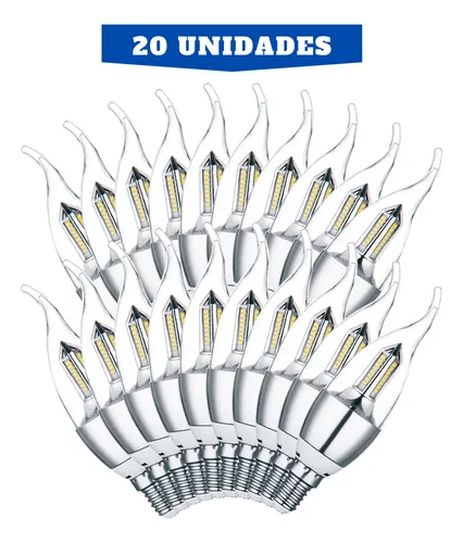 20 Lâmpadas Formato Vela Led 4w Chama E14 Branco Frio 6k Parcelamento