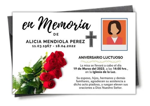 Invitación Esquela Aniversario Luctuoso Imprimible Digital 4 Invitación Esquela Aniversario Luctuoso Imprimible Digital 4