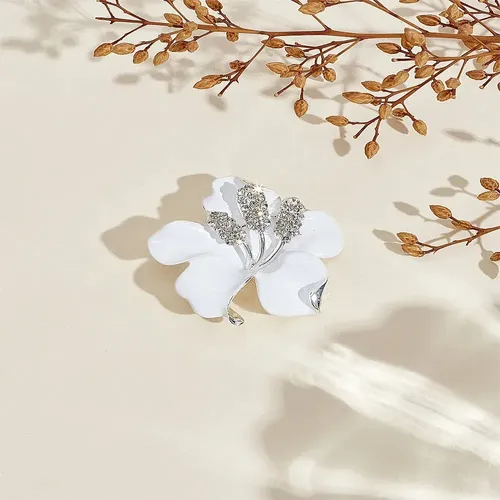 1pc Crystal Rhinestone Flower Brooch Pin White | MercadoLivre