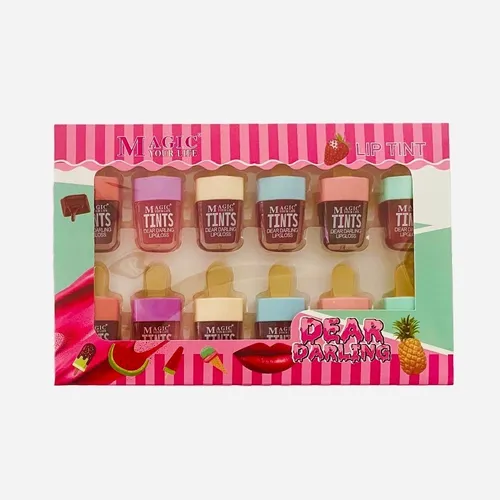 Caja Paquete 12 Tintas De Paleta Para Labios Larga Duración