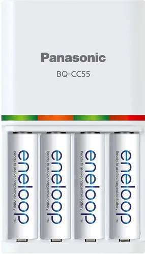 Carregador Bq Cc55 Com 4 Pilhas Aa Da Eneloop 2100 Recargas Frete Grátis