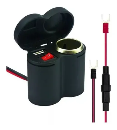 Cargador Usb Y Encendedor De Cigarros Para Moto 12v Color Negro | MercadoLibre