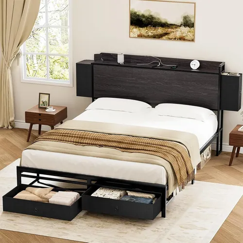 Base De Cama King Size Cabecera Con 4 Cajones Y Puertos Usb | Meses sin ...