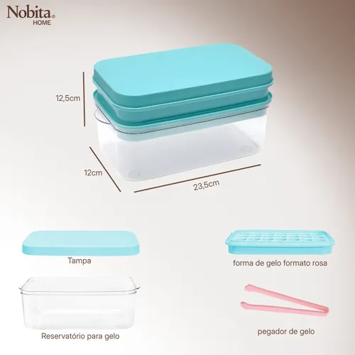 Forma De Gelo Silicone 28 Cubos Com Reservatório E Tampa | MercadoLivre