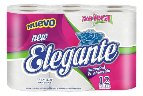 Papel Higiénico Elegante Premium Aloe Vera 30m X12 Rollos Mercadolibre
