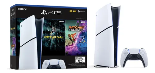 Console Playstation 5 Slim Digital Edition Branco + Returnal E Ratchet E Clank + Controle Sem ...