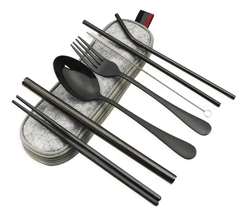 Juego De Cubiertos Acero Inoxidable Viaje Picnic Camping 8pz | Cuotas ...