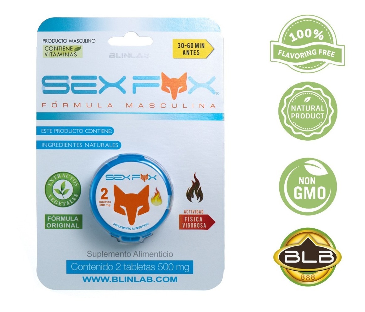 Sex Fox 2 Tabletas 500mg Fórmula Masculina Blinlab Meses Sin Intereses