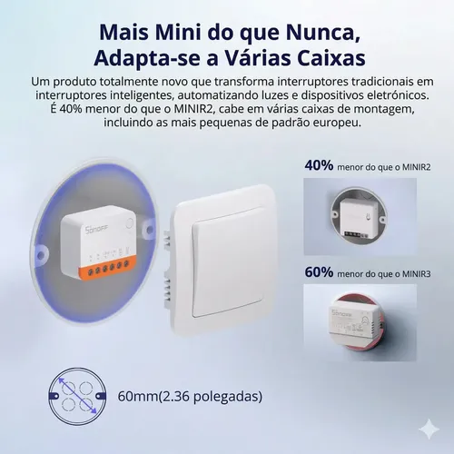 Interruptor Inteligente Wi-Fi Sonoff Mini R4 Extreme Bivolt para Alexa ...