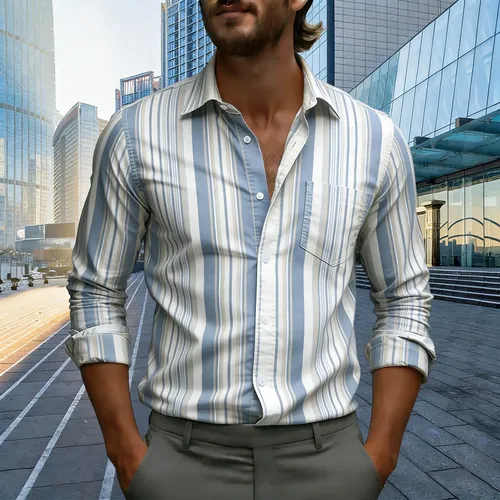 Camisas Masculinas De Manga Comprida Com Estampa, Gola L | Parcelamento ...