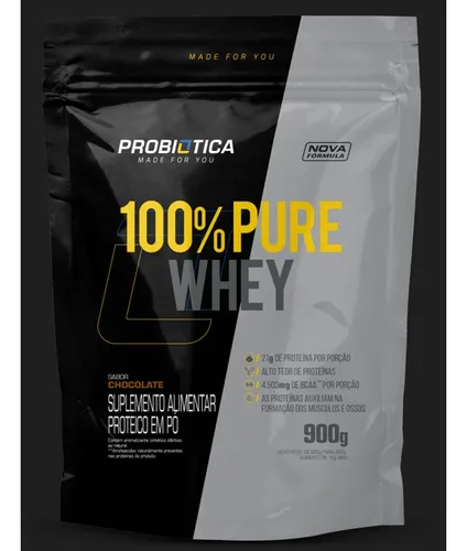 Suplemento Em Pó 100 Pure Whey Refil 900g Probiótica Frete Grátis