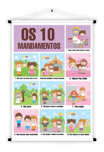 Banner Bíblico Religioso Os 10 Mandamentos Catequese Cristão | MercadoLivre Banner Bíblico Religioso Os 10 Mandamentos Catequese Cristão | MercadoLivre