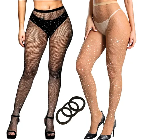 Pantimedias Brillosas Medias Negras Y Piel De Red Sexys Meses Sin