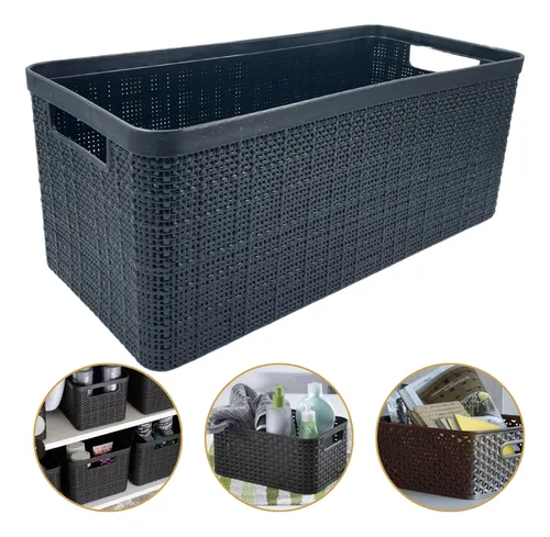 Cesto Organizador Multiuso Grande Alongado Preto 7,4 Litros | MercadoLivre