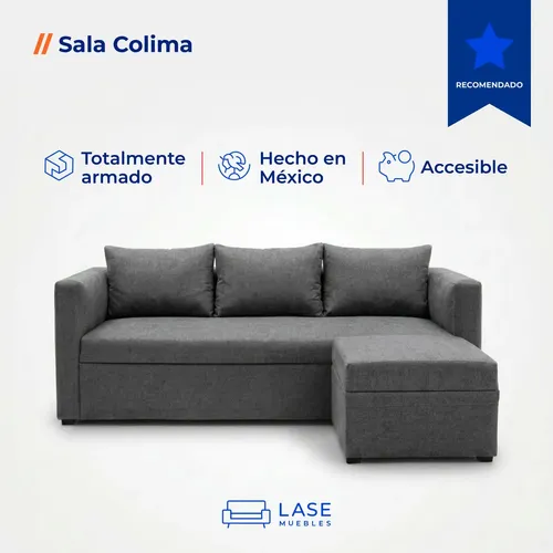 Sala Modular Colima 4 Plazas Sofá Con Taburete Para Sala Color Gris ...