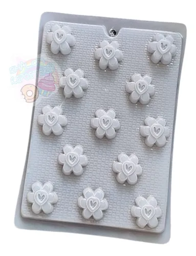 Molde Mediano Gomita Gelatina 13 Flores Corazon Jabon Choco Meses
