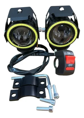 Par Farol Milha Moto Angel Eye U7 Led Auxiliar Branco | Frete grátis