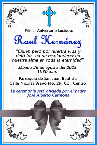 Esquelas Aniversario Luctuoso 25 Piezas 10 X 15 Cm Mercadolibre