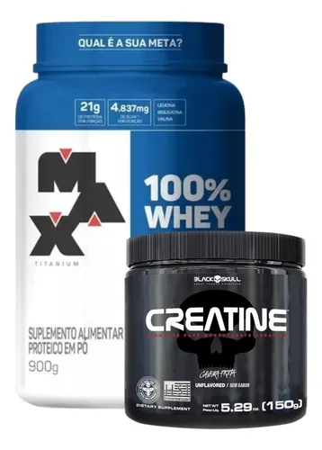 Kit Max Titanium Whey Protein 100 900g Creatina 150g Frete Grátis