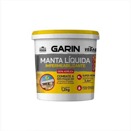 Manta Líquida Emborrachada Impermeabilizante Garin 1,2kg Cor | MercadoLivre