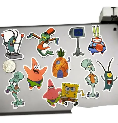 50 Stickers Calcomanías Bob Esponja Patricio Calamardo Serie En Venta