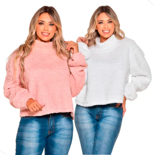 Kit 2 Casaco Feminino Forrado Blusa Teddy Inverno Sherpa | Frete grátis Kit 2 Casaco Feminino Forrado Blusa Teddy Inverno Sherpa | Frete grátis