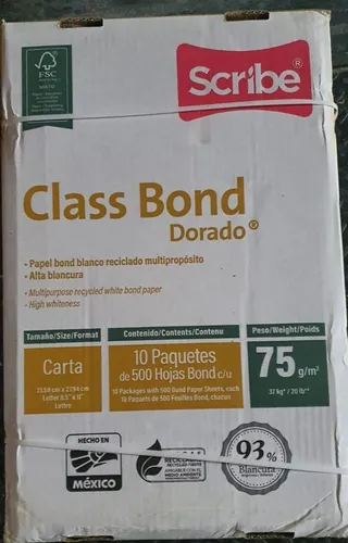 Caja Papel Scribe Class Bond Dorado Carta Con 5000 Hojas En Venta En