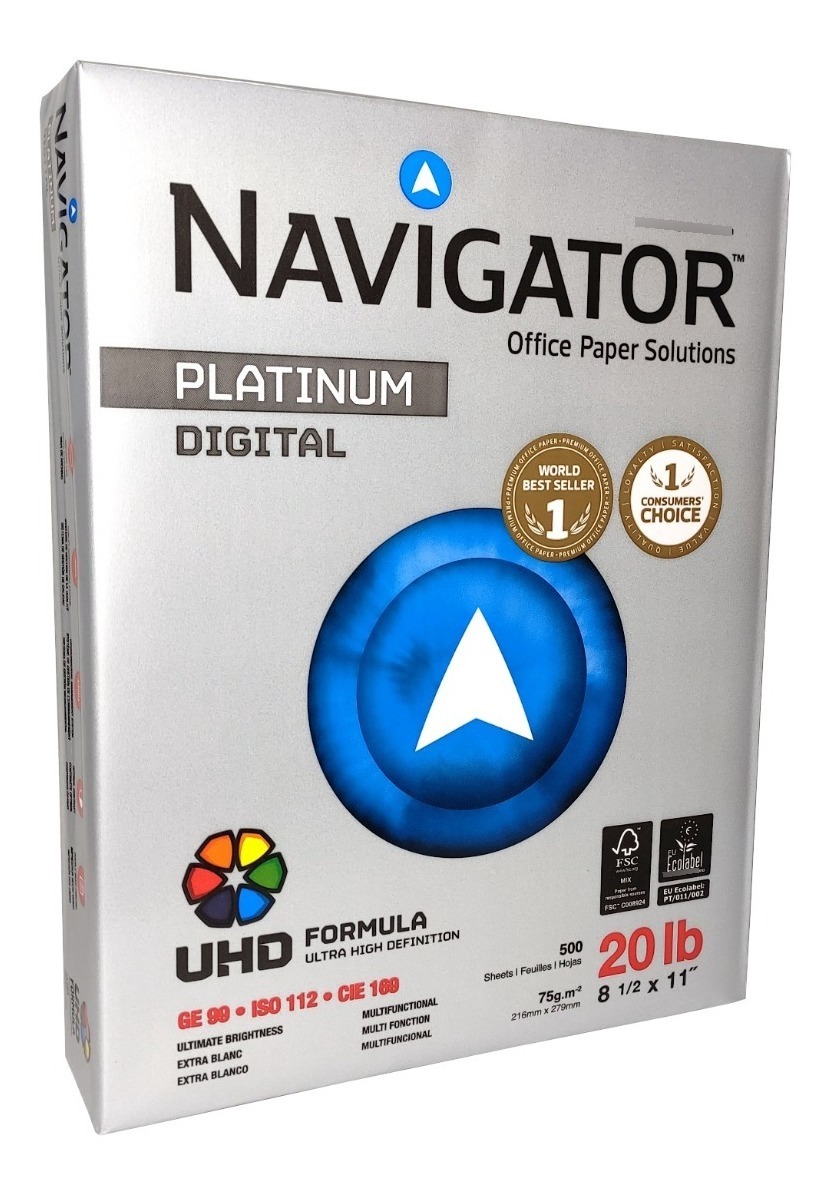 Papel Bond Carta Navigator 75g Caja 5000 Hojas Extra Blanca Envío Gratis