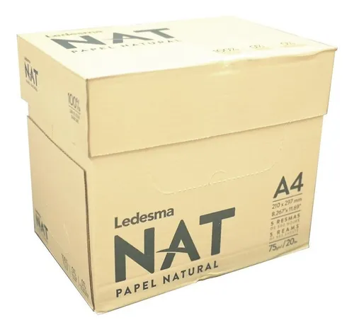 Caja X 5 Resmas Papel Ecológico 75g A4 Ledesma Nat
