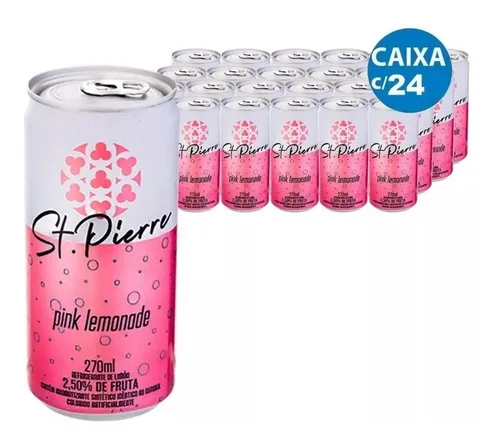 24x Agua Tônica St Pierre Pink Lemonade Lata 270ml Frete Grátis