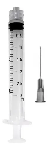 Seringa 3ml Com Agulha 25x7 22g Cinza Sr Luer Lock 100 Uni Capacidade Em Volume 3 Ml | MercadoLivre