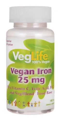 Ferro vegano +vitamina C, B12, ácido fólico, 100 comprimidos (por ... Ferro vegano +vitamina C, B12, ácido fólico, 100 comprimidos (por ...