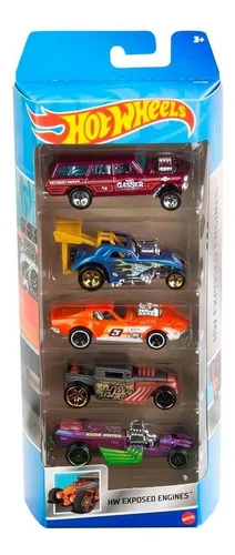 Pack 5 Autos Basicos Hotwheels Hw Exposed Engines Color Multicolor