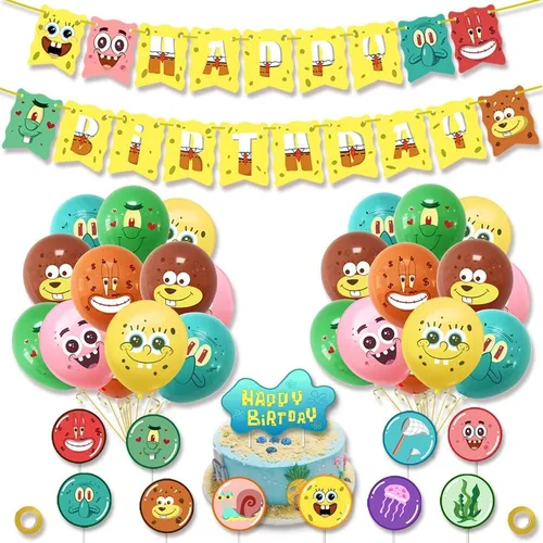 Kit Globos Cumpleaños Decoracion Fiesta Bob Esponja Infantil Meses