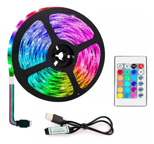 Cinta Tira Led 5 Metros Control Rgb 5050 Usb 5v Cinta Tira Led 5 Metros Control Rgb 5050 Usb 5v