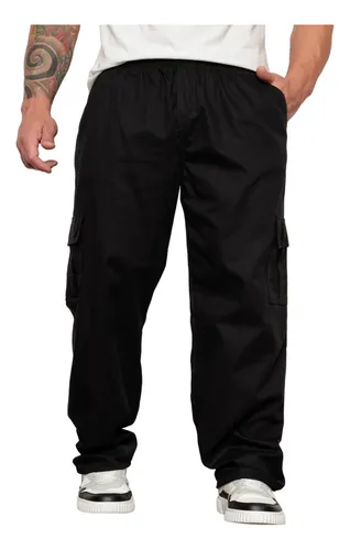 Calça Masculina Cargo Sarja Skatista Lisa Elástico Cintura Mercadolivre