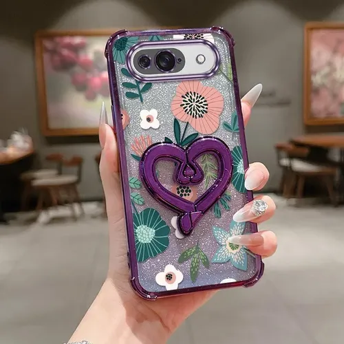 Funda Para Pixel 9 Rosa Con Flores Y Soporte, Diseño Cómodo, Compatible ...