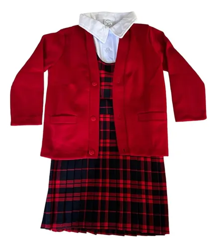 Uniforme Escolar Rojo Jumper Niña Primaria Tricolor 4 A 10 | Meses sin ...